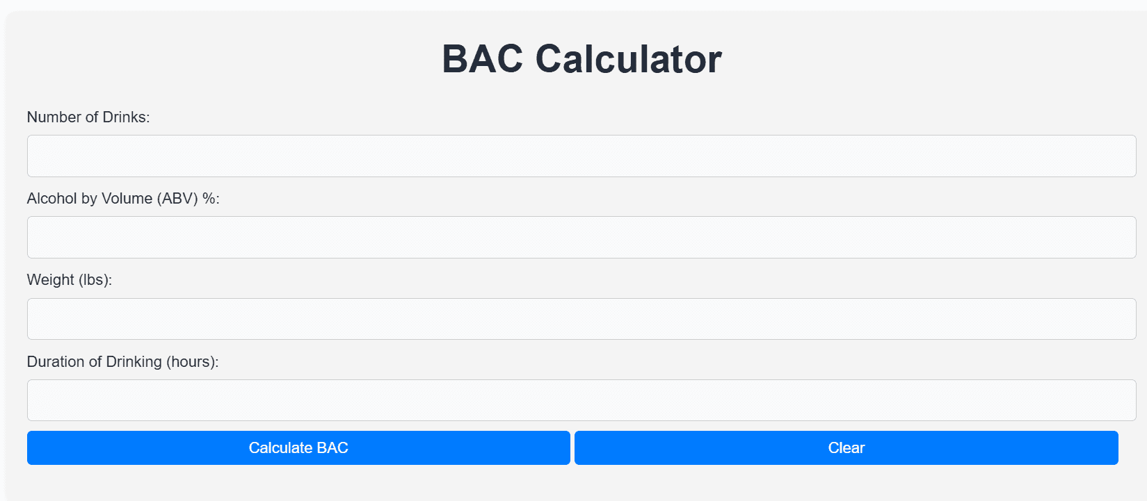 BAC Calculator - Estimate Blood Alcohol Content